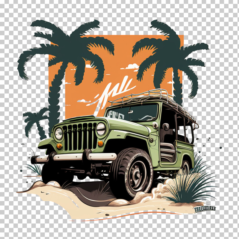 Cartoon Jeep - Green Jeep With Palm Trees PNG, Clipart, Adventure ...