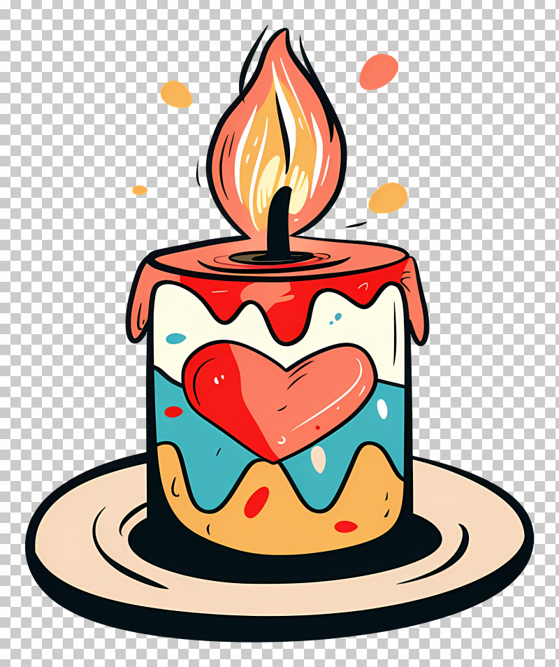 Cartoon Candle - Colorful Decorative Candle With Heart PNG, Clipart ...