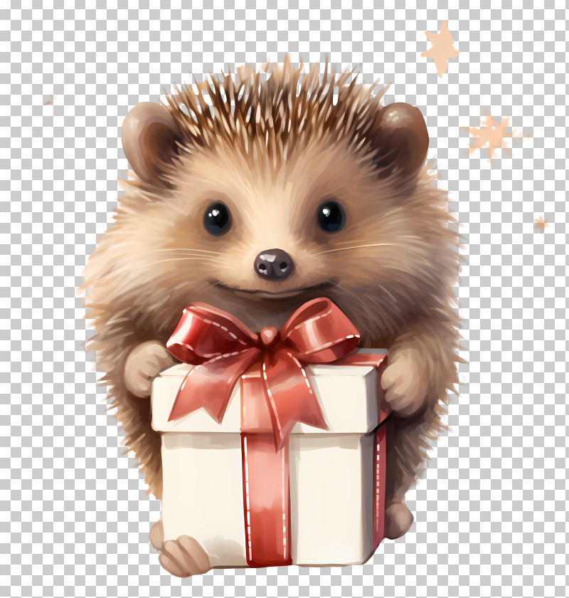 Hedgehog - Cute Hedgehog Holding A Gift Box PNG, Clipart, Adorable ...