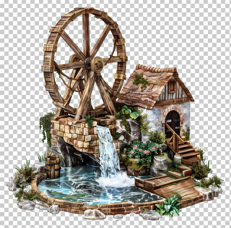 Water Wheel - Charming Watermill With Water Wheel And Cottage PNG ...