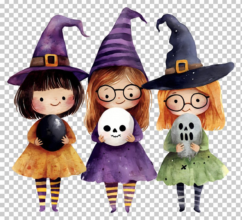 Halloween Kids - Cute Cartoon Witches For Halloween PNG, Clipart ...
