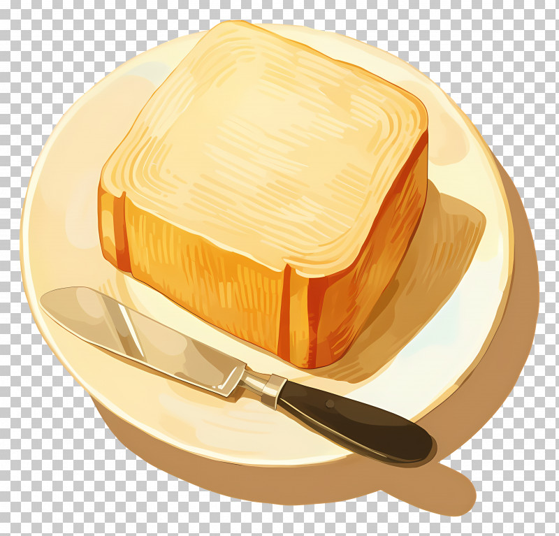 Butter - Golden Butter Block On Plate With Knife PNG, Clipart ...