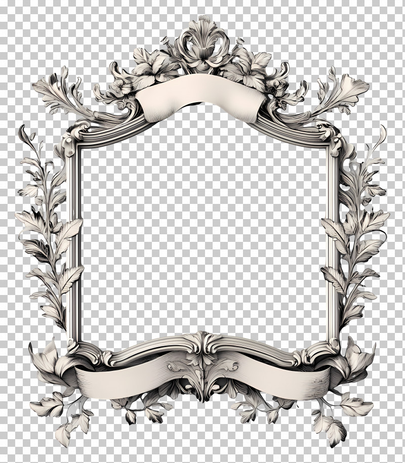 Banner Frame - Vintage Ornate Decorative Frame With Floral Design PNG ...