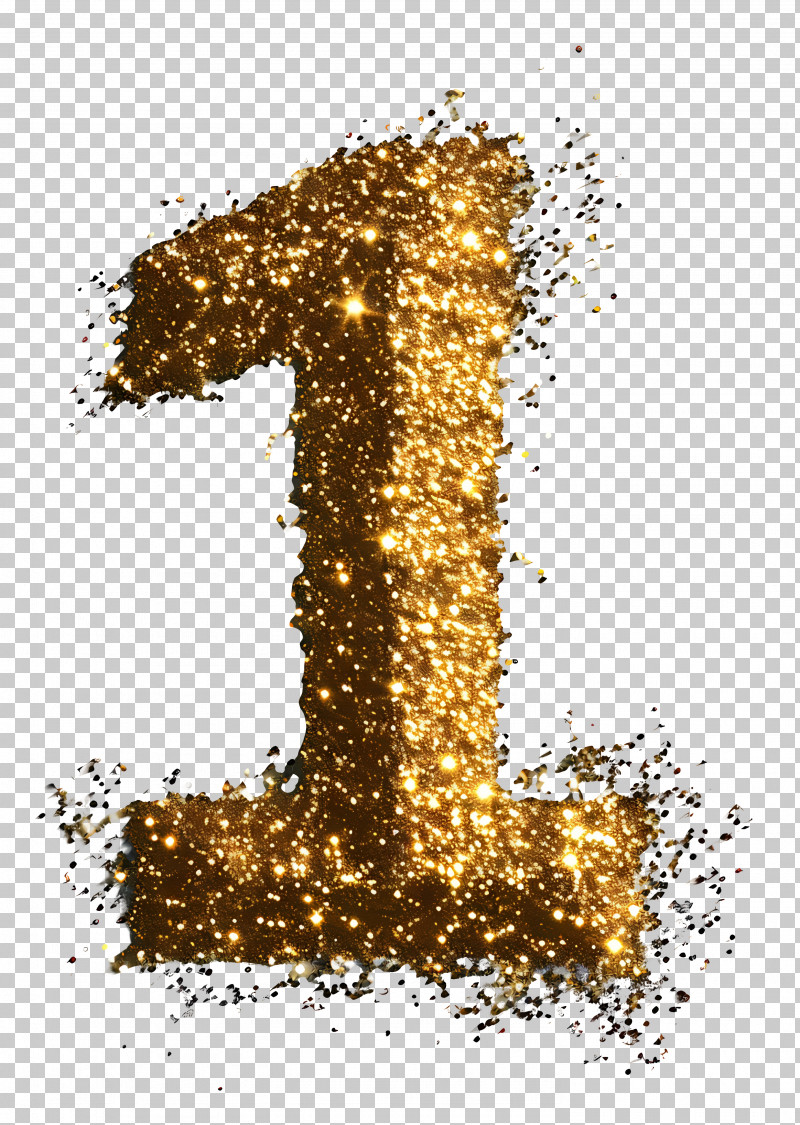 1 Glitter - Gold Glitter Number One Decoration PNG, Clipart, 1 Glitter, Bedazzled Number, Bright ...