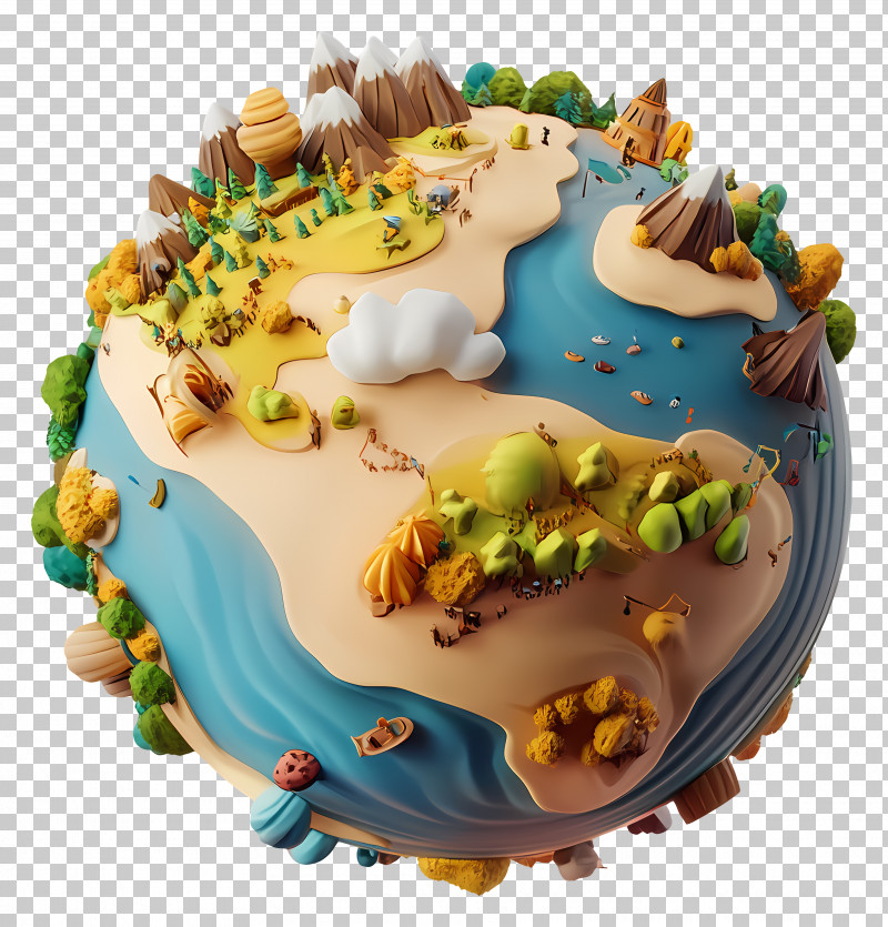 Cartoon Earth - Miniature World With Diverse Landscapes PNG, Clipart ...