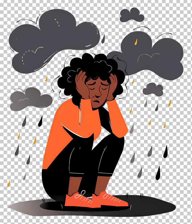 Depression Person - Sad Person With Rain Clouds PNG, Clipart, Clouds ...