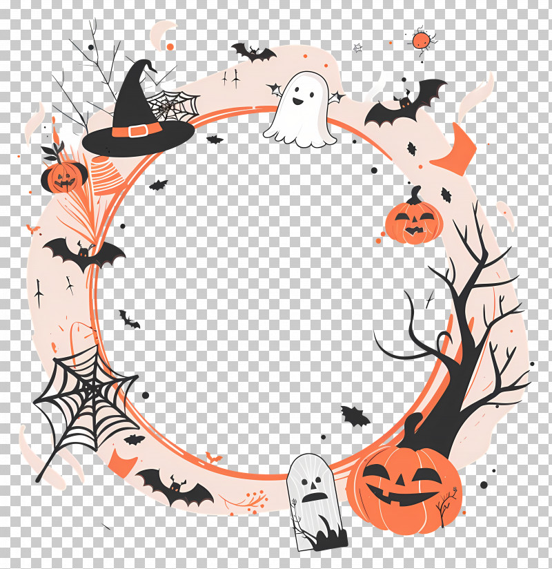 Halloween Frame - Spooky Halloween Frame With Ghosts And Pumpkins PNG ...
