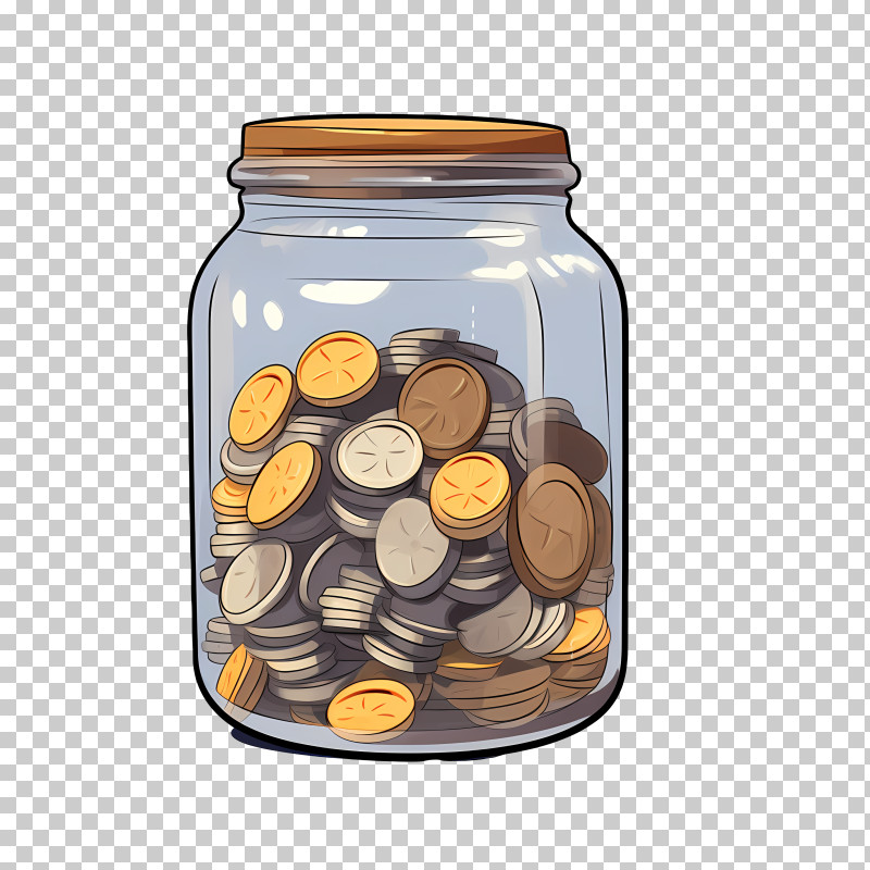 World Thrift Day - Cartoon Glass Jar With Various Coins PNG, Clipart ...