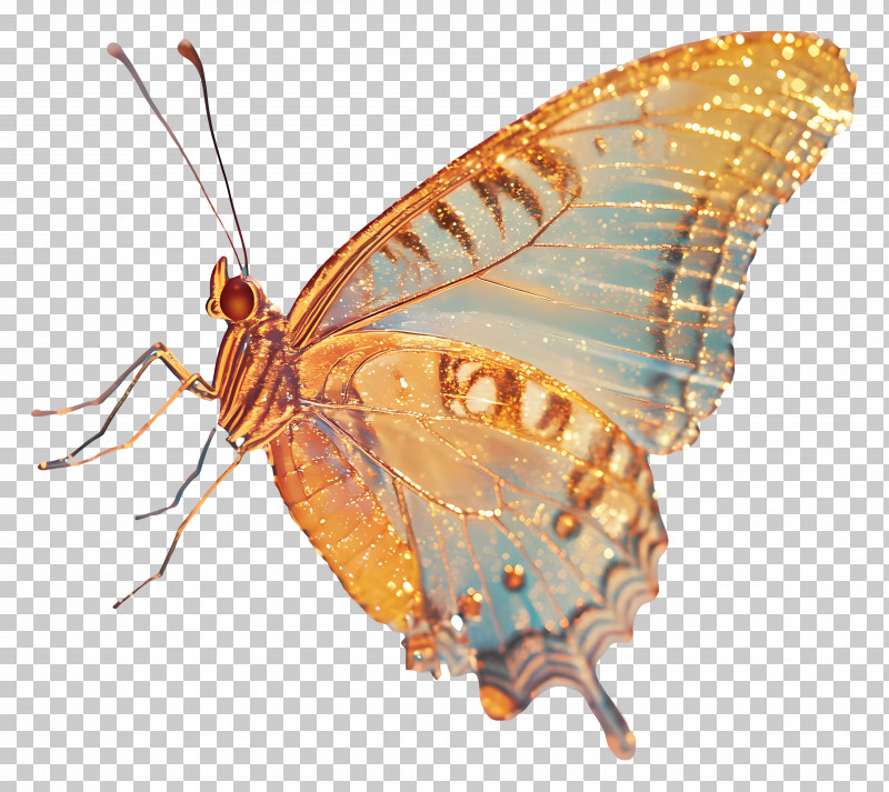Glitter Butterfly - Golden Butterfly With Sparkling Wings PNG, Clipart ...