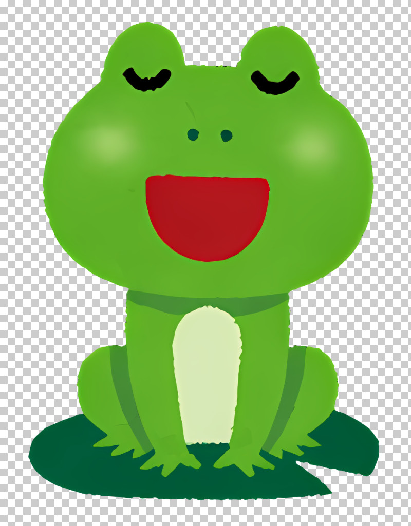 Frog - Green Cartoon Frog With A Happy Expression PNG, Clipart ...