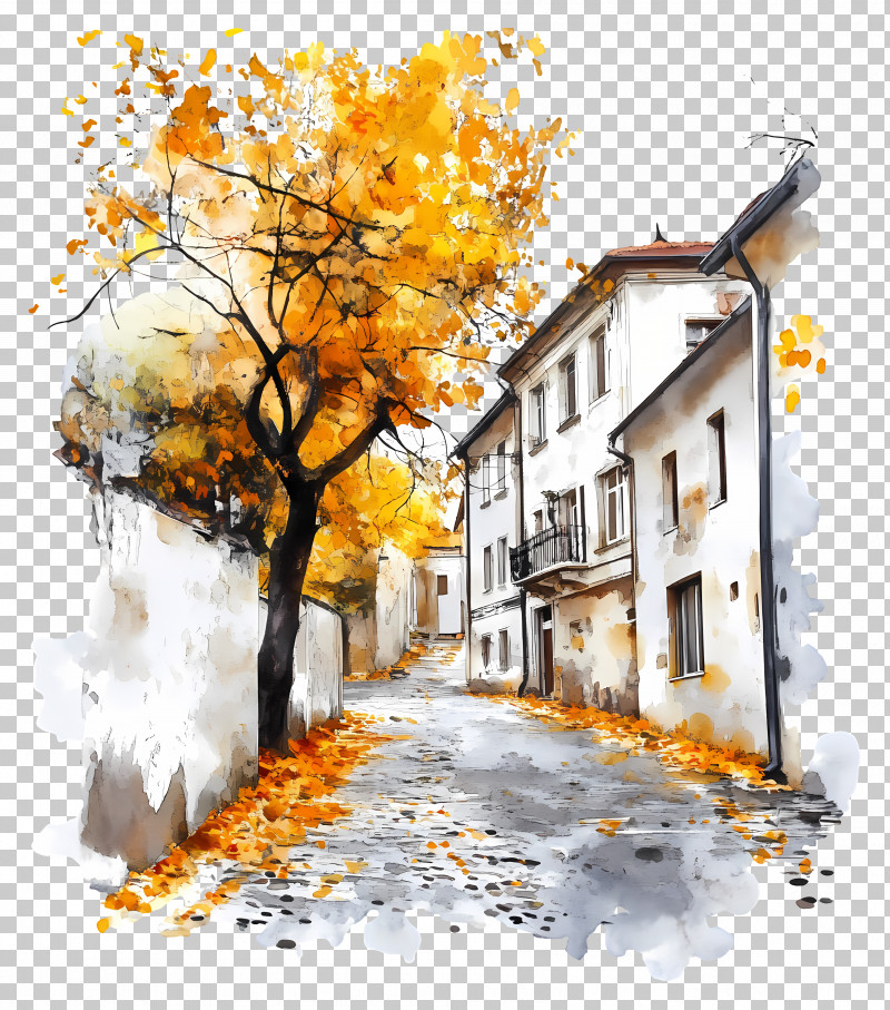 Autumn Street - Charming Autumn Street Scene PNG, Clipart, Autumn ...