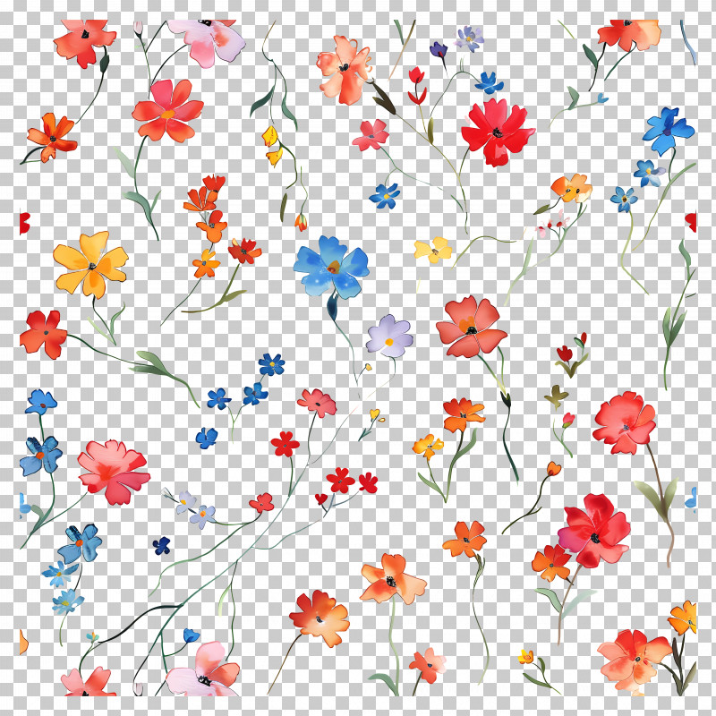 Tiny Flowers - Colorful Floral Pattern Illustration PNG, Clipart ...