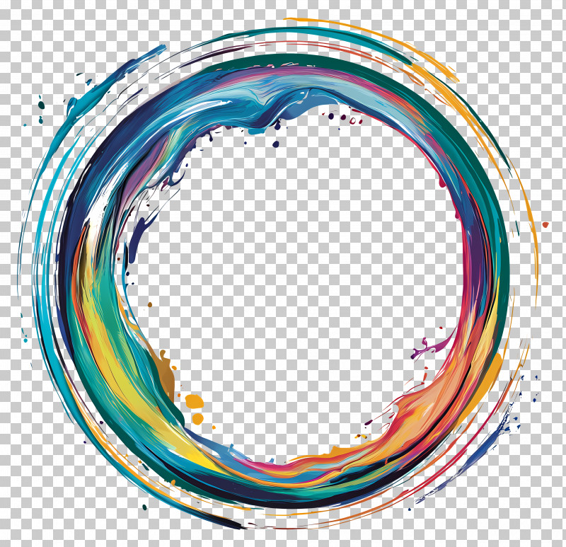 Circle Frame - Colorful Circular Paint Brush Stroke Art PNG, Clipart ...
