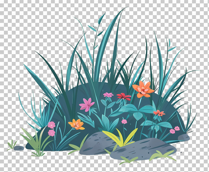 Grass Patch - Colorful Flower Field With Tall Grass PNG, Clipart ...