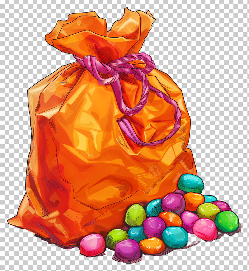 Candy Bag - Orange Candy Bag With Colorful Sweets PNG, Clipart ...