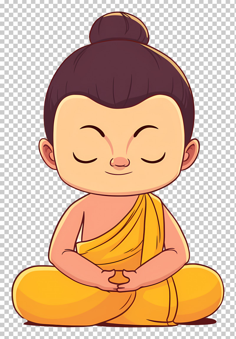 Cartoon Buddha - Peaceful Meditating Monk PNG, Clipart, Calm, Cartoon ...