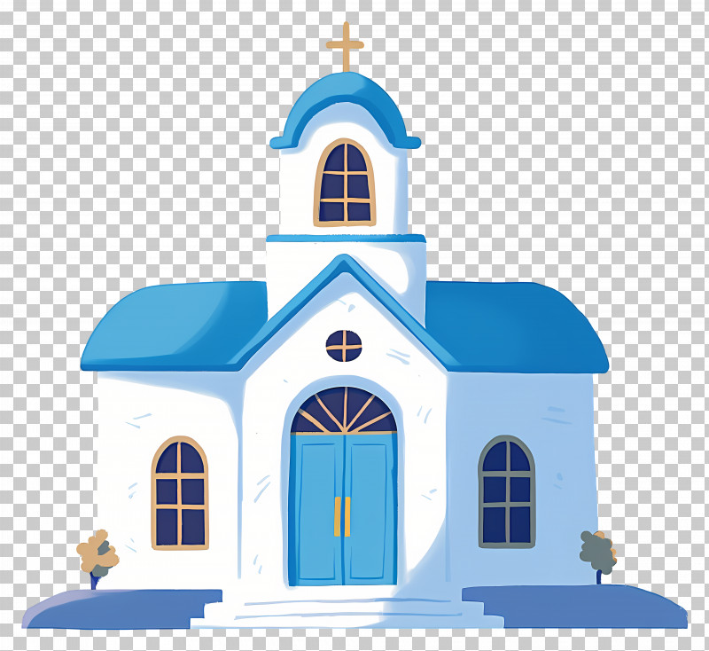Church Building - Blue Roof White Church Illustration PNG, Clipart ...