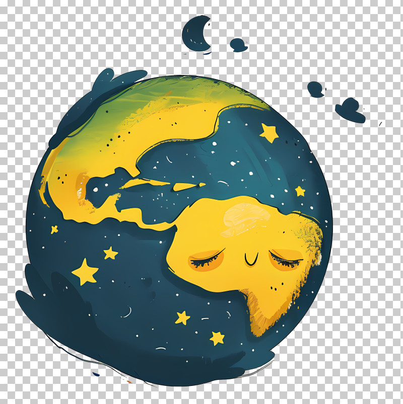 Sleeping Earth - Cute Earth With Stars PNG, Clipart, Earth, Night ...