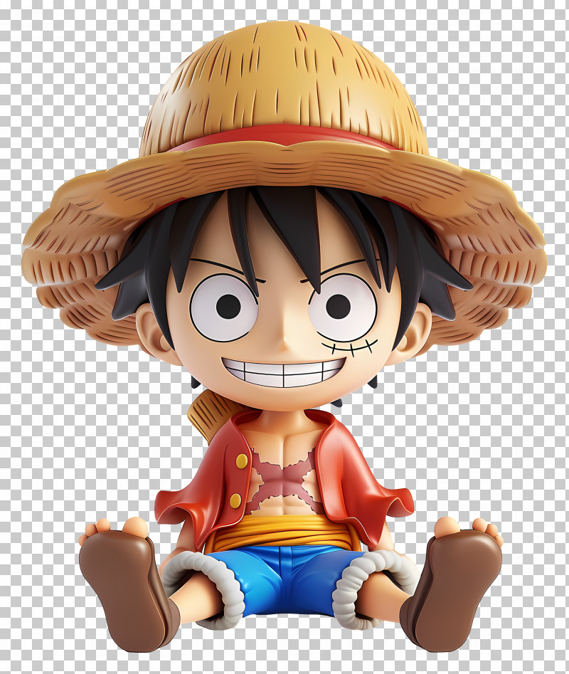 Luffy Action Figure - Cartoon Character With Straw Hat PNG, Clipart ...