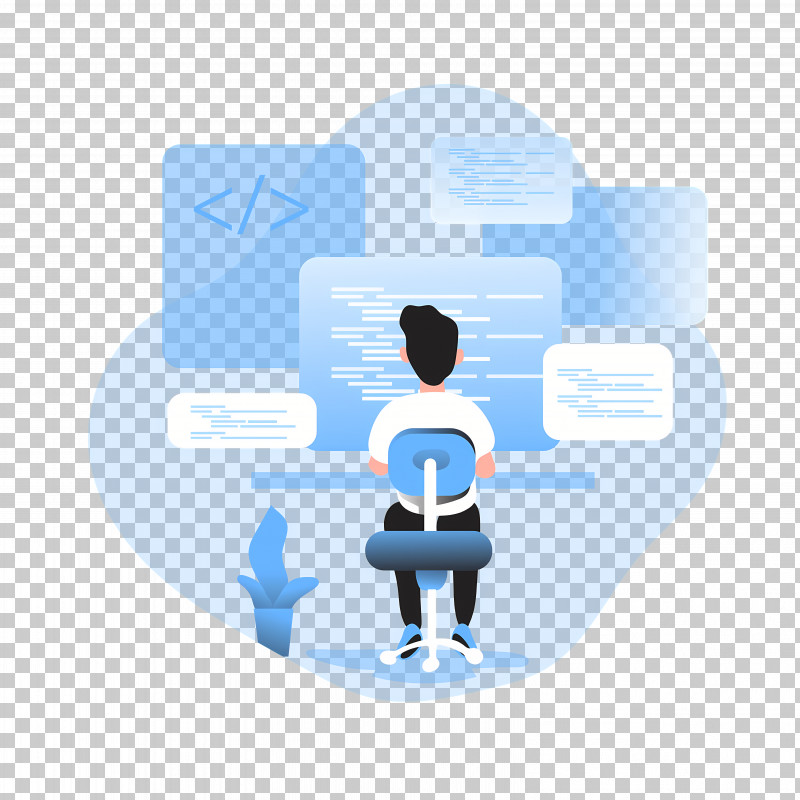 Coding Programmer Working At Desk With Screens Png Clipart Blue Interface Coding Coding