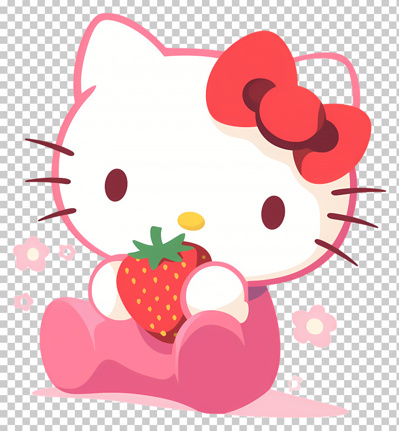 Hello Kitty With Strawberry - Hello Kitty Holding A Strawberry PNG ...