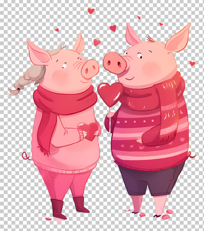 Pigs In Love - Pigs In Love With Hearts PNG, Clipart, Affection, Cute ...