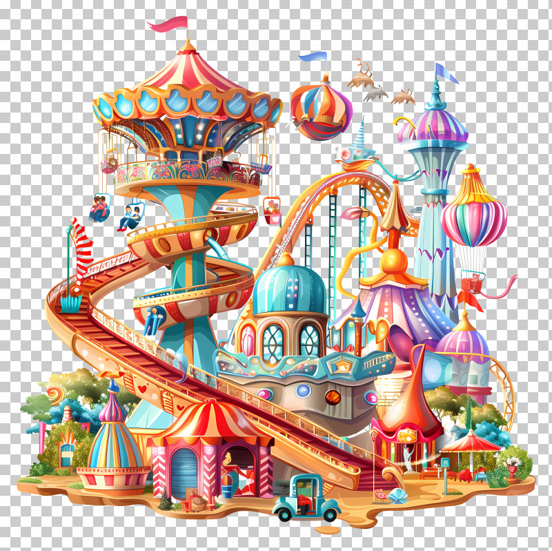 Amusement Park - Fantasy Amusement Park With Rides PNG, Clipart ...