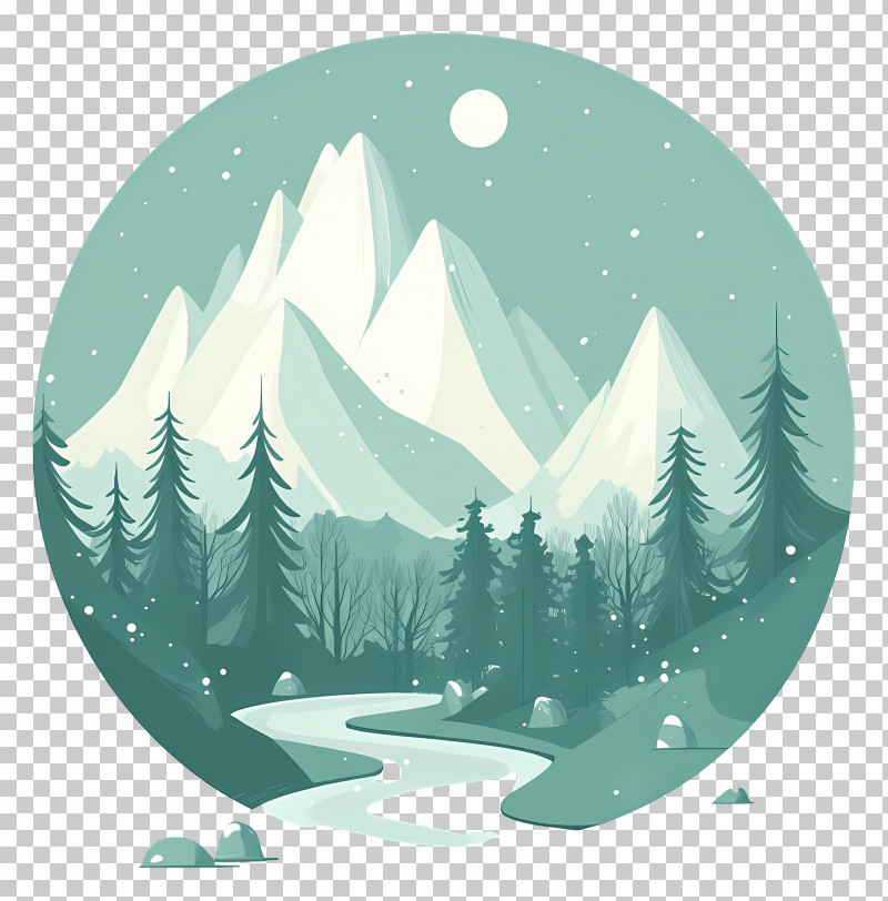 Snowy Mountains Background - Monochrome Mountain Scene With River PNG ...