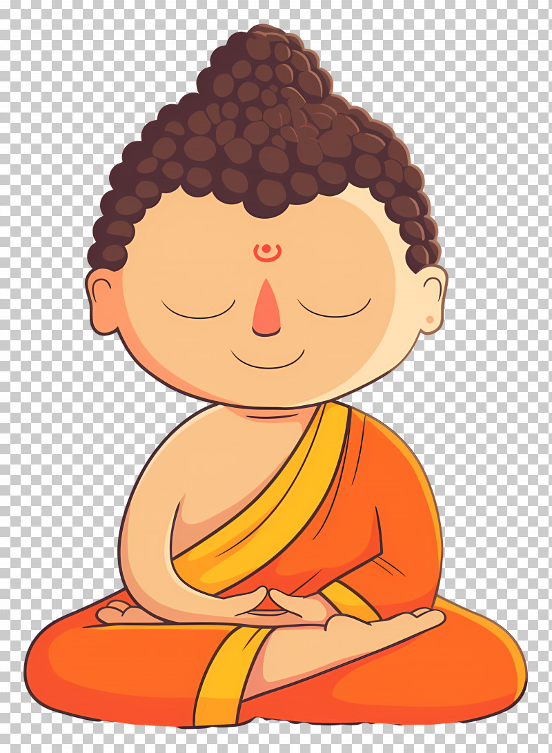 Buddha - Cartoon Meditating Monk In Orange Robes PNG, Clipart, Buddha ...