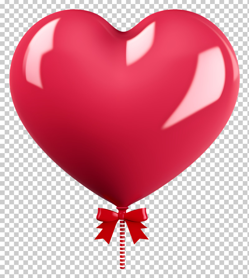 Realistic Valentine Gift Balloon - Shiny Red Heart Balloon With Ribbon PNG, Clipart, Balloon ...