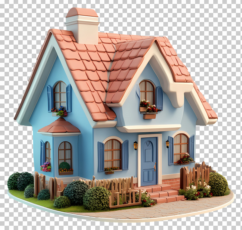 Cottage House - Charming Blue Cottage House PNG, Clipart, Architecture ...