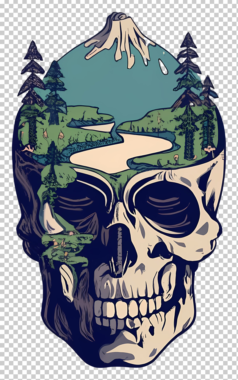 Skull - Skull With Landscape Illustration PNG, Clipart, Art ...