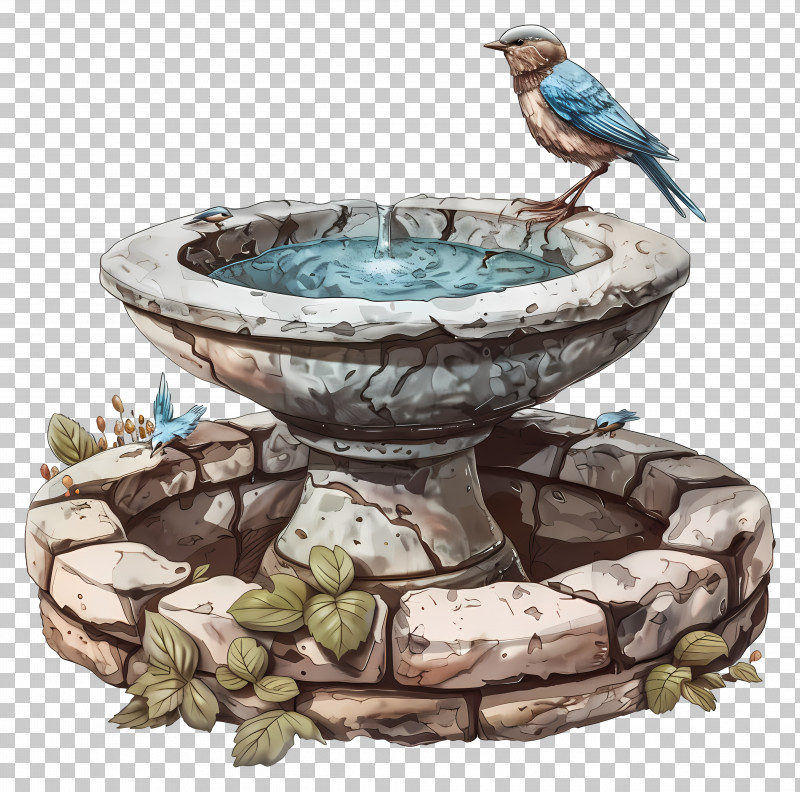 Bird Bath - Stone Bird Bath With Blue Bird PNG, Clipart, Bird, Bird ...