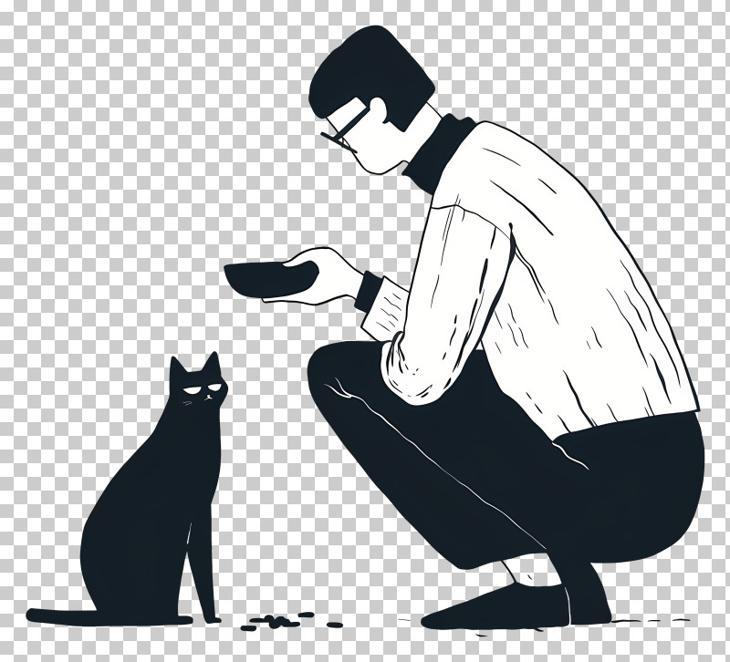 Man Giving Cat Food - Man Feeding Cat Illustration PNG, Clipart, Black ...