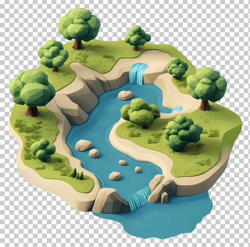 Isometric River - River And Trees Landscape Illustration PNG, Clipart ...