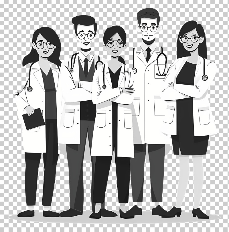 Group Of Doctors - Team Of Doctors Illustration In Monochrome PNG ...