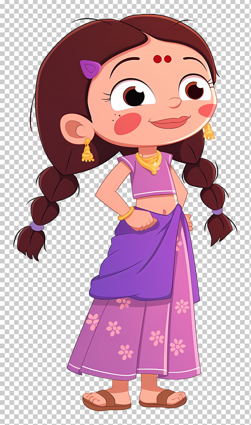 Chutki - Traditional Animated Girl In Purple Outfit PNG, Clipart ...
