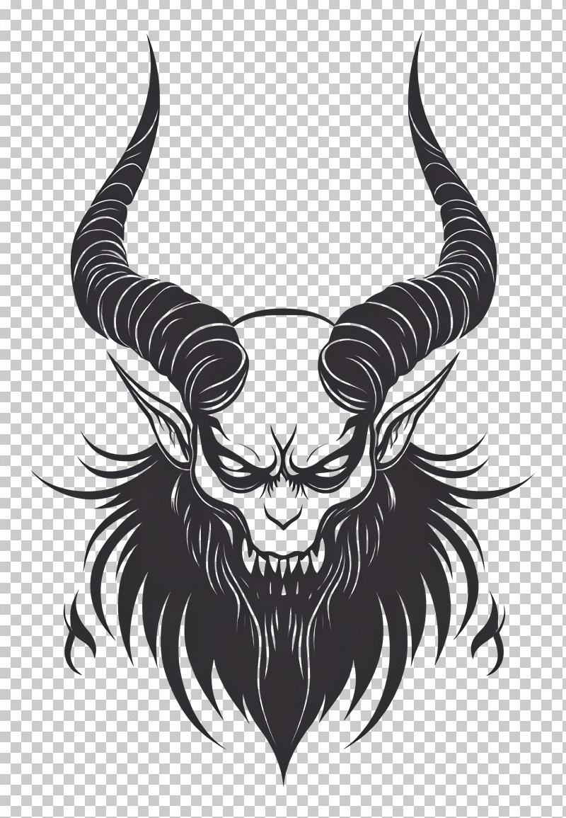 Halloween Devil - Black And White Demon Illustration PNG, Clipart ...