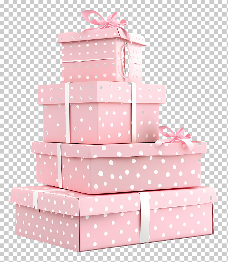 Stack Of Gift Boxes - Stacked Pink Polka Dot Gift Boxes PNG, Clipart ...