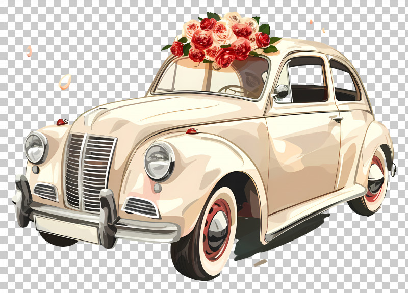 Wedding Car - Vintage Wedding Car With Flowers PNG, Clipart, Antique ...