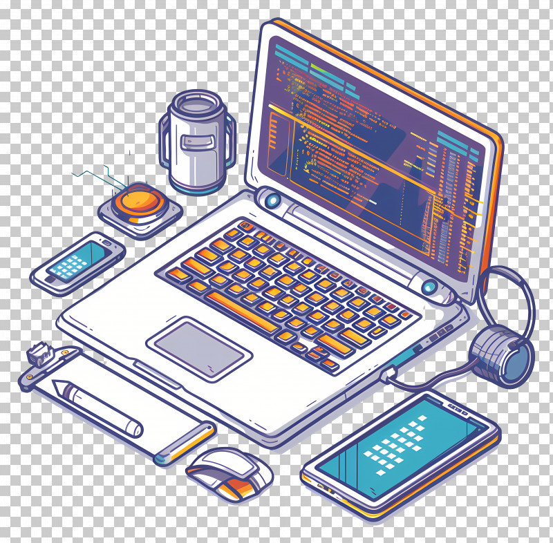 System Configuration - Tech Workspace With Laptop And Gadgets PNG, Clipart, Coding, Digital ...