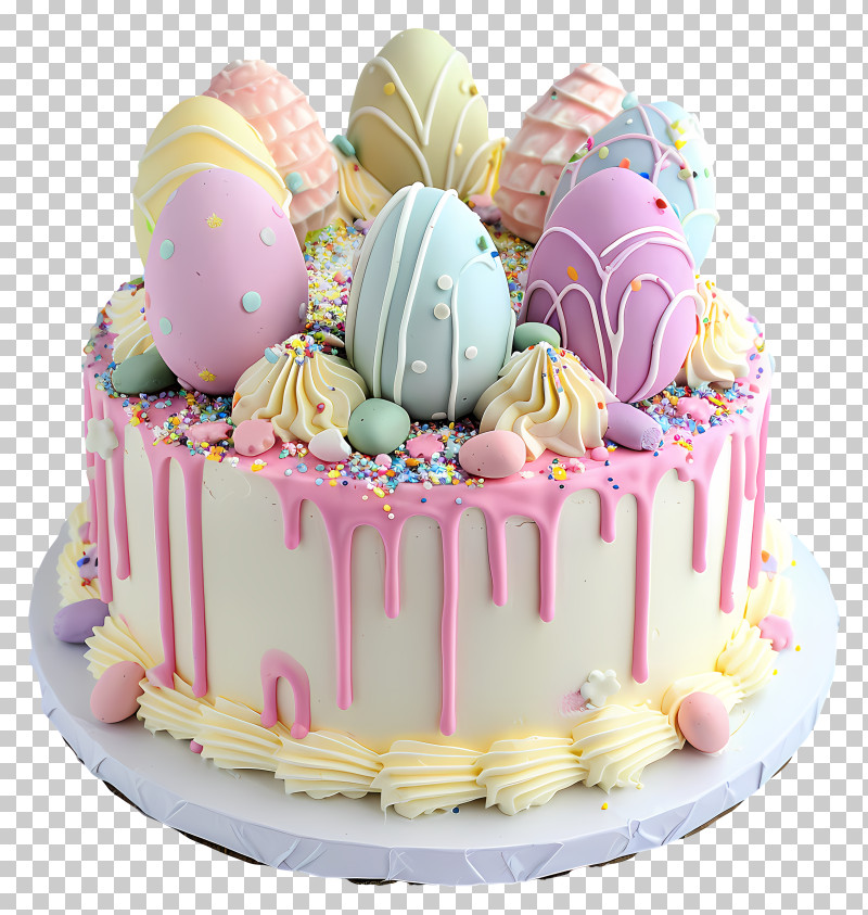 Easter Day Cake - Colorful Easter Cake With Decorative Eggs PNG ...