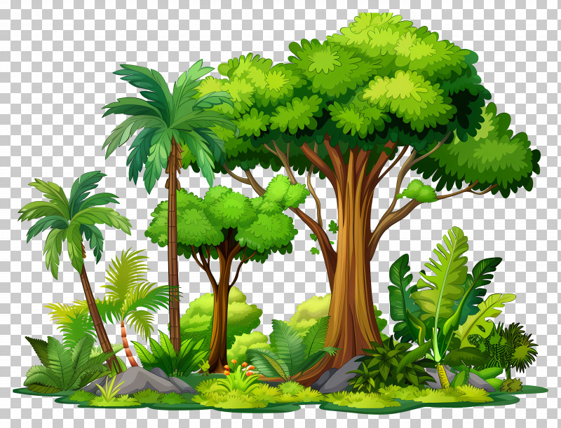 Big Tree - Vibrant Jungle Illustration With Lush Greenery PNG, Clipart ...