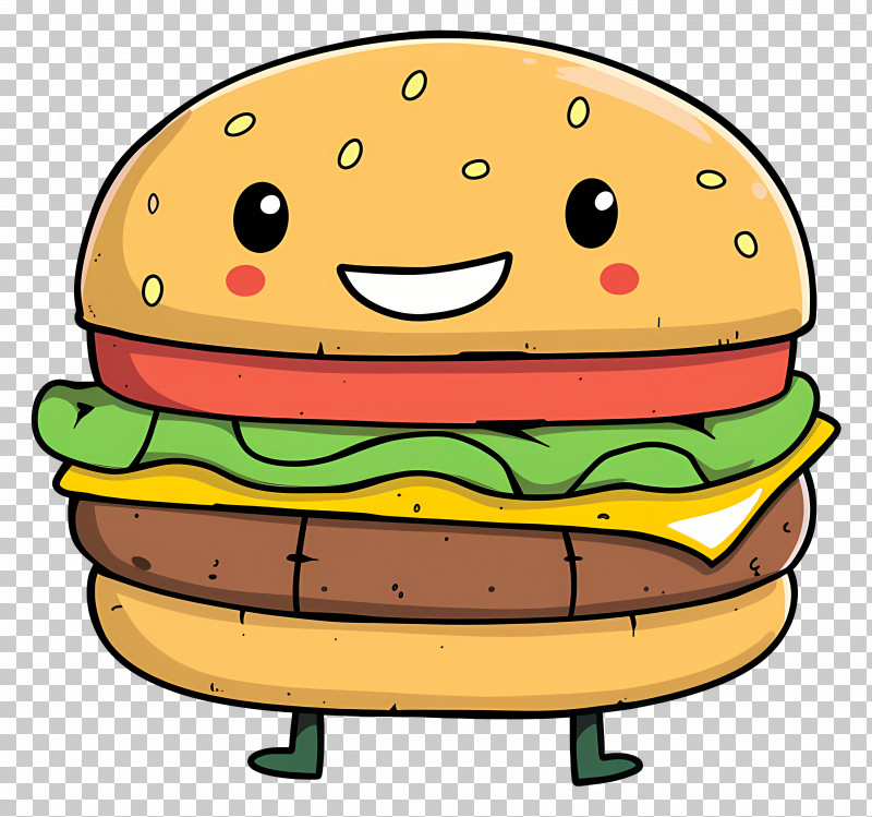 Cartoon Hamburger - Cute Smiley Burger Cartoon Illustration PNG ...