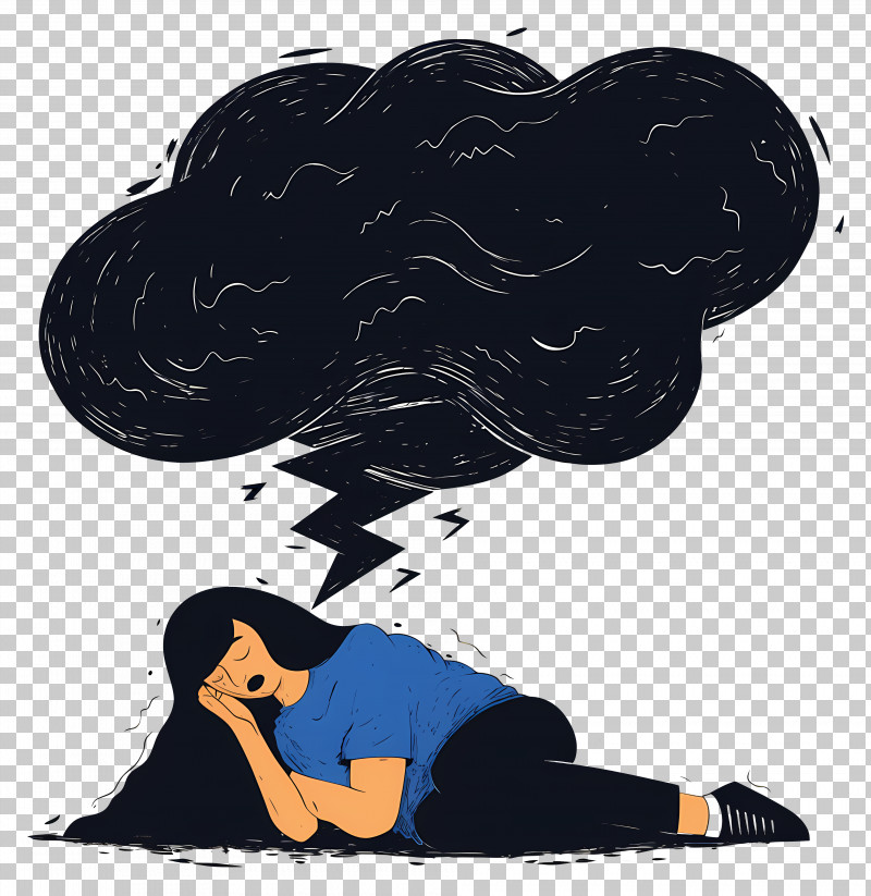 Depression - Woman Under Dark Cloud PNG, Clipart, Dark, Depression ...