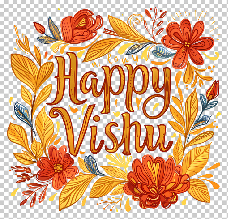 Happy Vishu - Floral Happy Vishu Festival Illustration PNG, Clipart ...