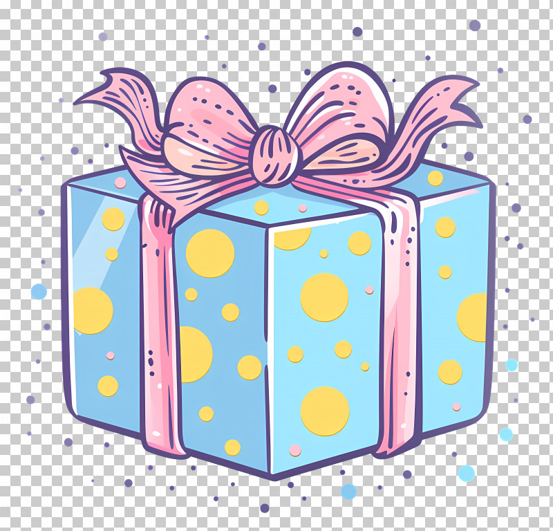 Gift Box Illustration - Cartoon Style Blue Gift Box With Ribbon PNG ...
