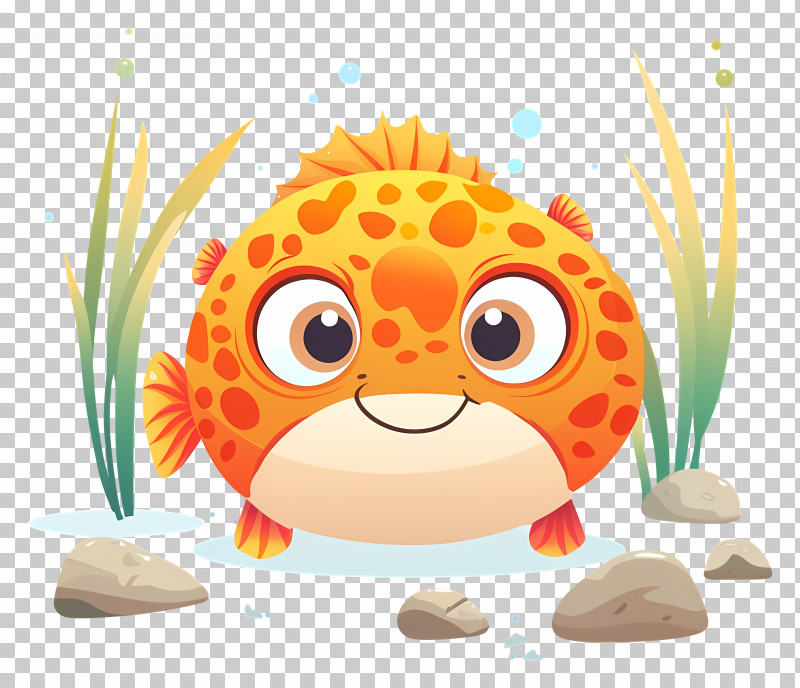 Cute Pufferfish - Cute Orange Fish Cartoon Illustration PNG, Clipart ...