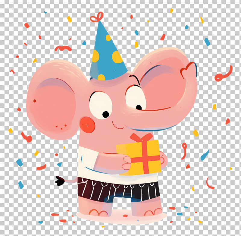 Birthday Elephant - Elephant Celebrating With A Gift PNG, Clipart ...