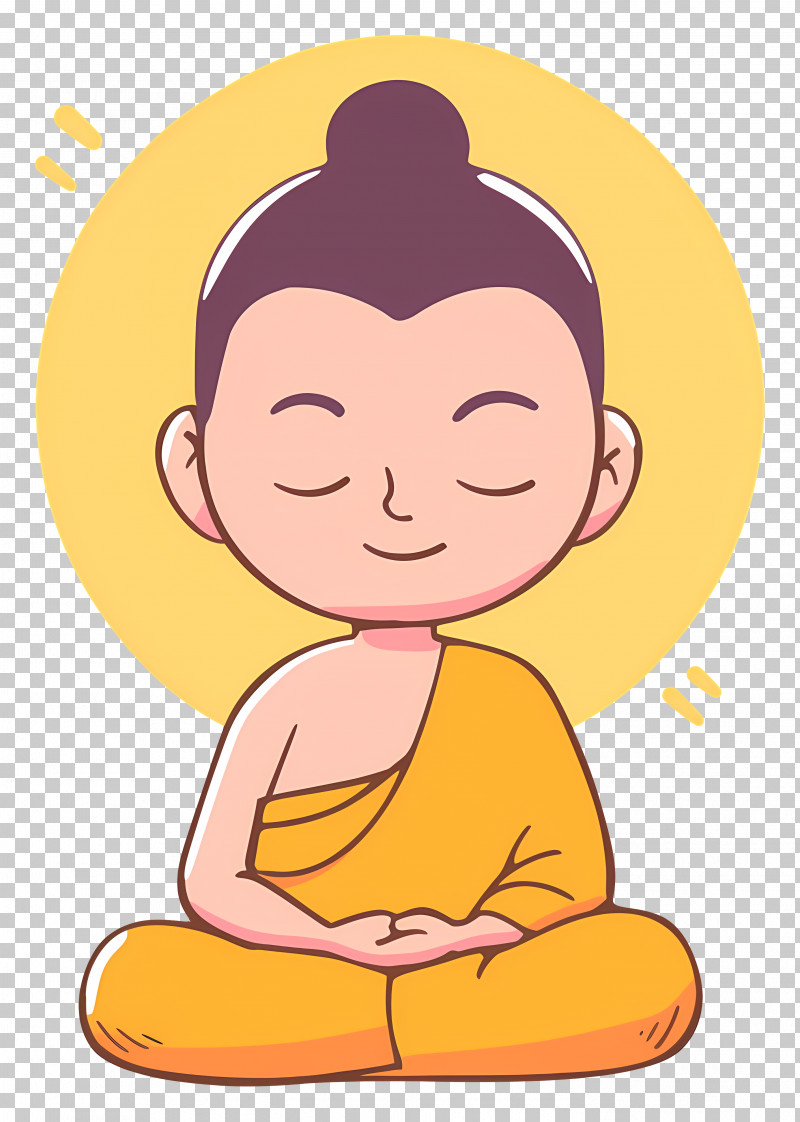 Cartoon Buddha - Meditating Monk In Peaceful Pose PNG, Clipart ...